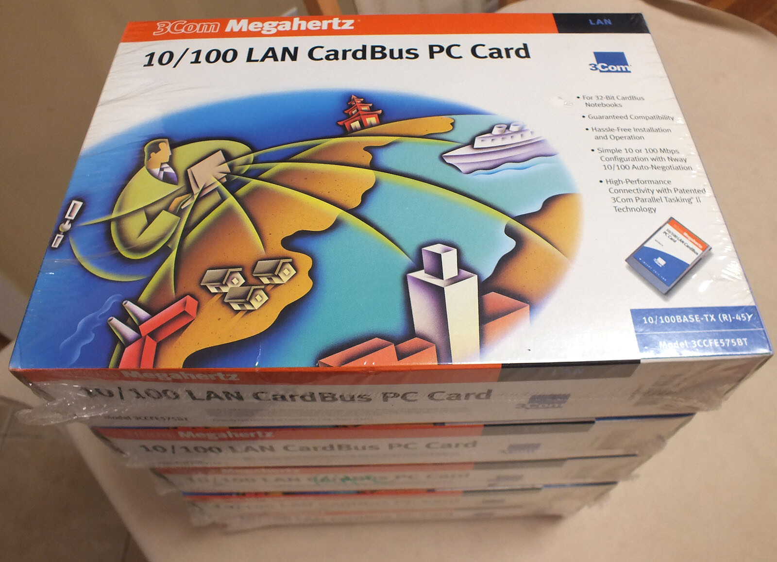 Lot of 5 3Com Megahertz 10/100 LAN CardBus PC Card 3CCFE575BT Brand New ...