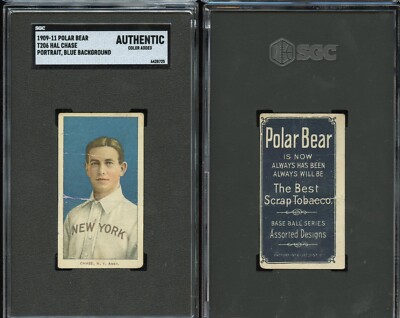 T206 Hal Chase blue portrait Star! ~~ SGC Authentic ~~ Polar Bear back ...