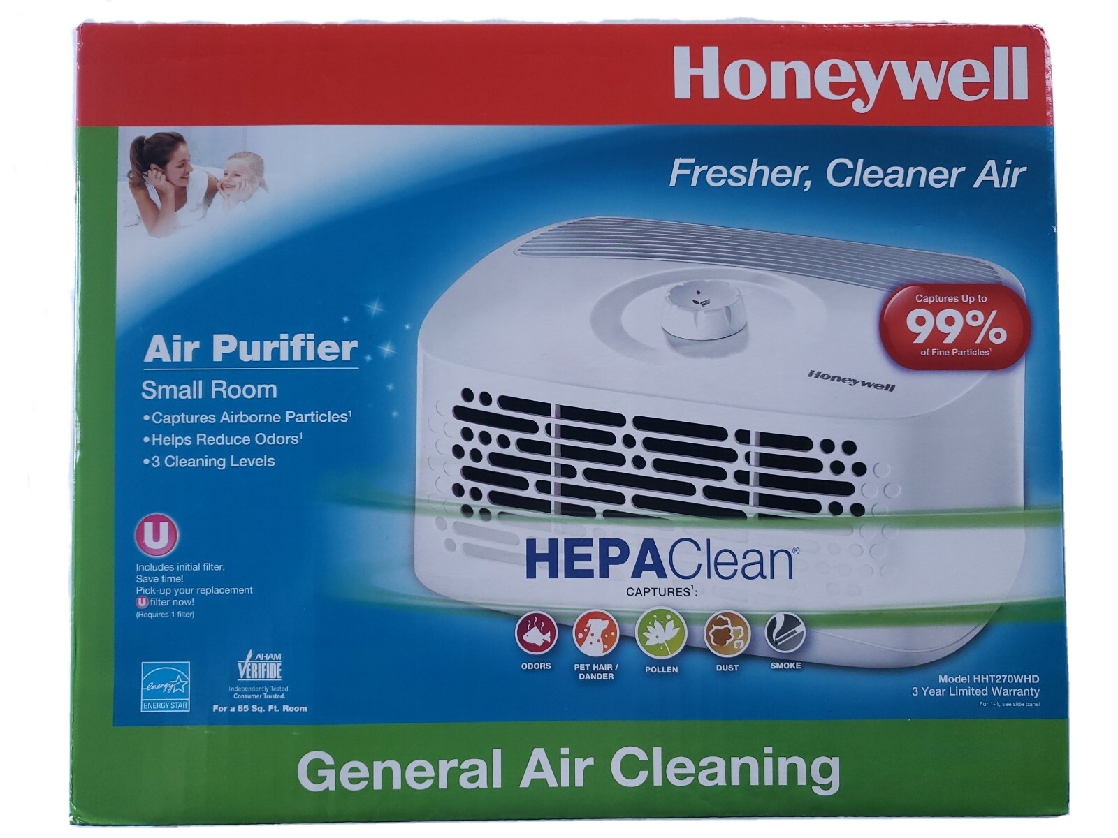 Honeywell HHT270WHD Portable HEPAClean Air Purifier - White Small Room ...
