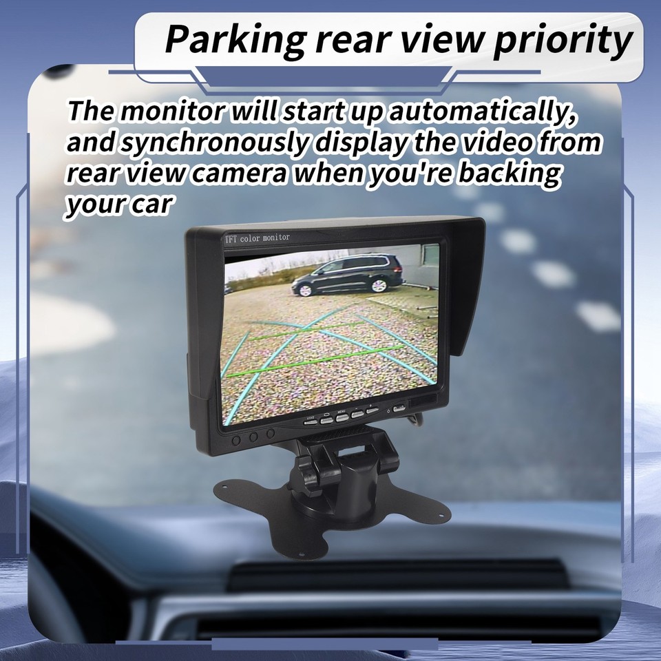 12V-24V 7 Inch TFT LCD Color Monitor for Car Truck CCTV Reverse Rear ...