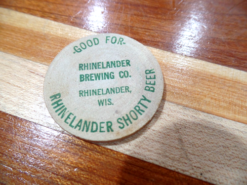 VINTAGE RHINELANDER SHORTY BEER WOODEN NICKEL TOKEN RHINELANDER ...