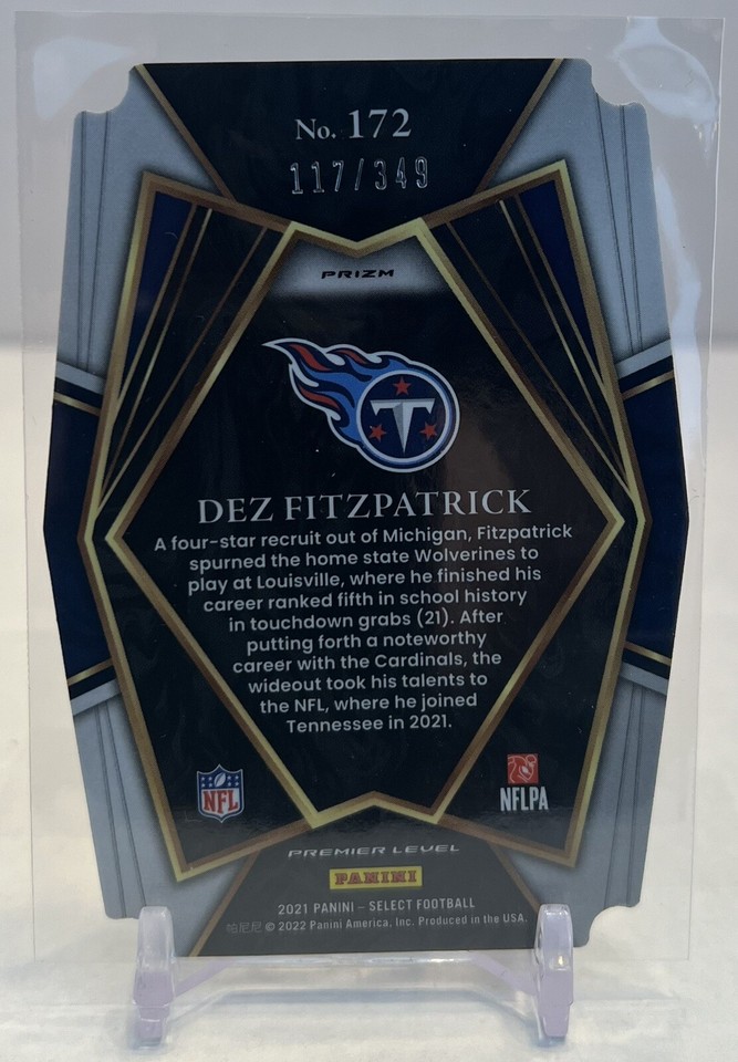 2021 Panini Select #172 Dez Fitzpatrick Green Die Cut 117/349 RC TITANS ...