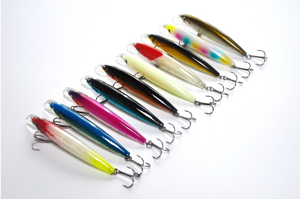 50Pcs 11cm 15g Minnow Bass Hard Fishing Lures Flat Fish Crankbait Hooks ...