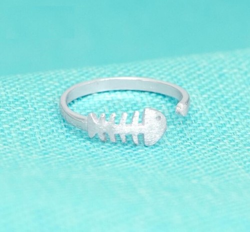 Super Fashion Love Silver Fish Bone White Gold Adjustable Band Ring | eBay