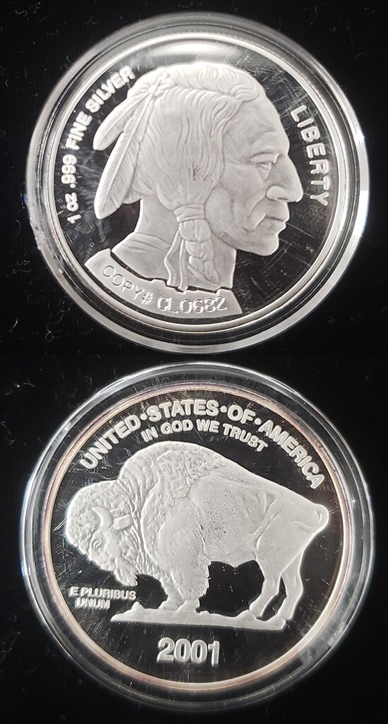 2001 Proof Buffalo SERIALIZED 1 Troy oz .999 Fine Silver Round si829 | eBay