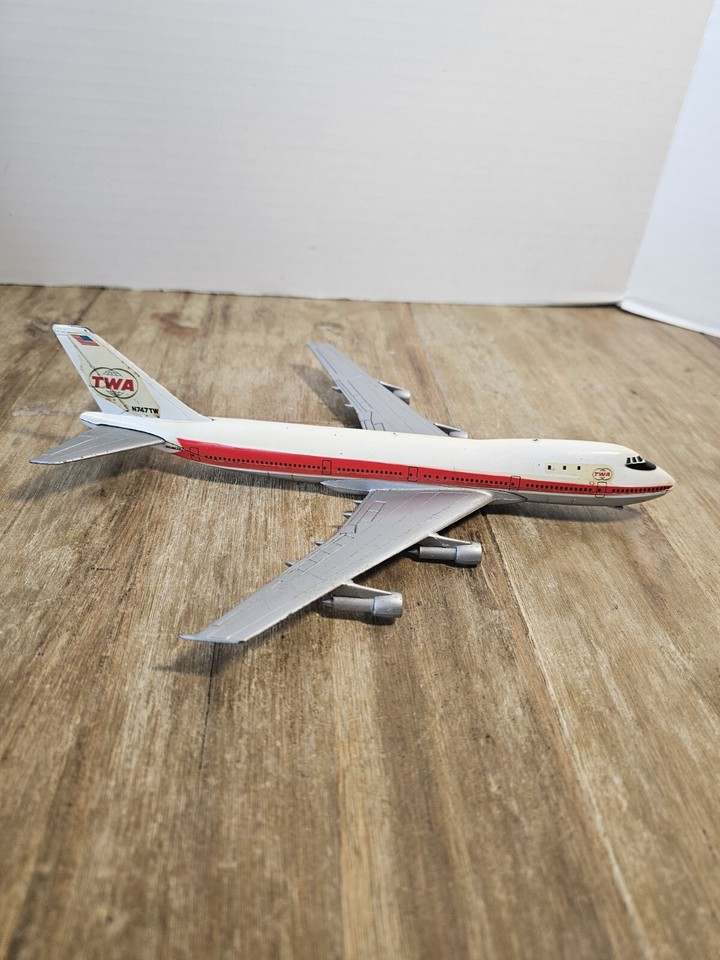 Vintage Aero Mini 747 TWA Diecast Airplane Jet Model 1970s N747TW Japan ...