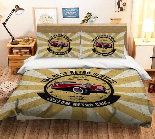 3D Retro Red Car NAO1503 Bed Pillowcases Quilt Duvet Cover Set Queen ...