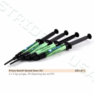Prime Dent Light Cure Dental Dam Resin Kit 4 x 3.5gram syringes and 20 ...