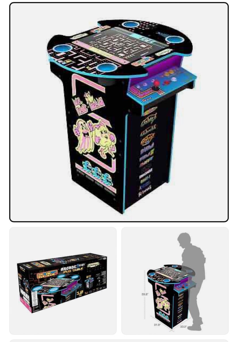 Arcade1Up Ms. Pac-Man Galaga Pub Table with 4 Cup Holders | eBay