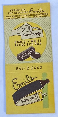 Match Cover Spot Strike Emil’s Barber Shop | eBay