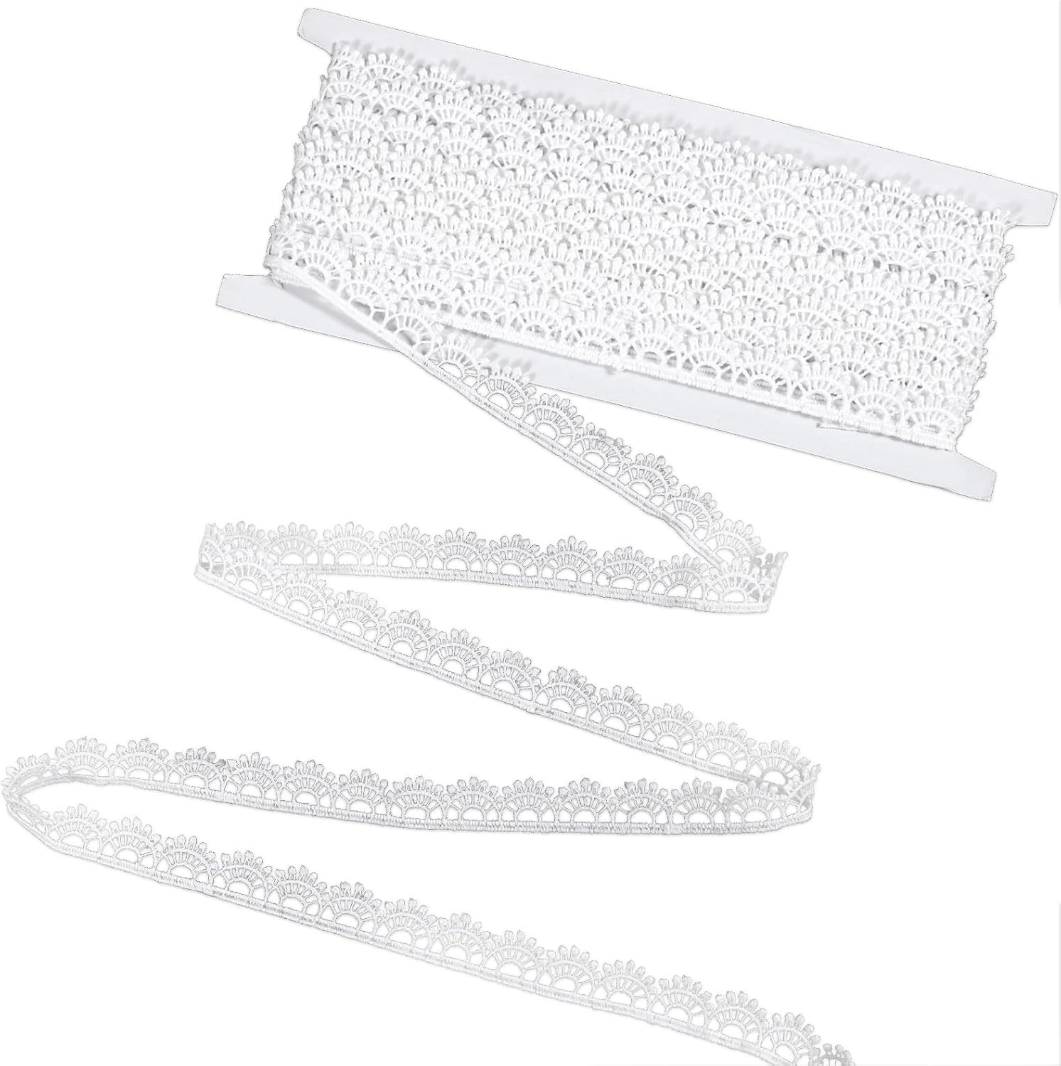 10 Yards White Crochet Lace Trim 1/2'' Wide Scalloped Edge Ribbon for ...