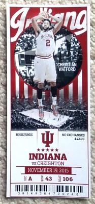 INDIANA HOOSIERS BASKETBALL TICKET STUB 2015-16 BIG 10 CHAMPS - MINT ...