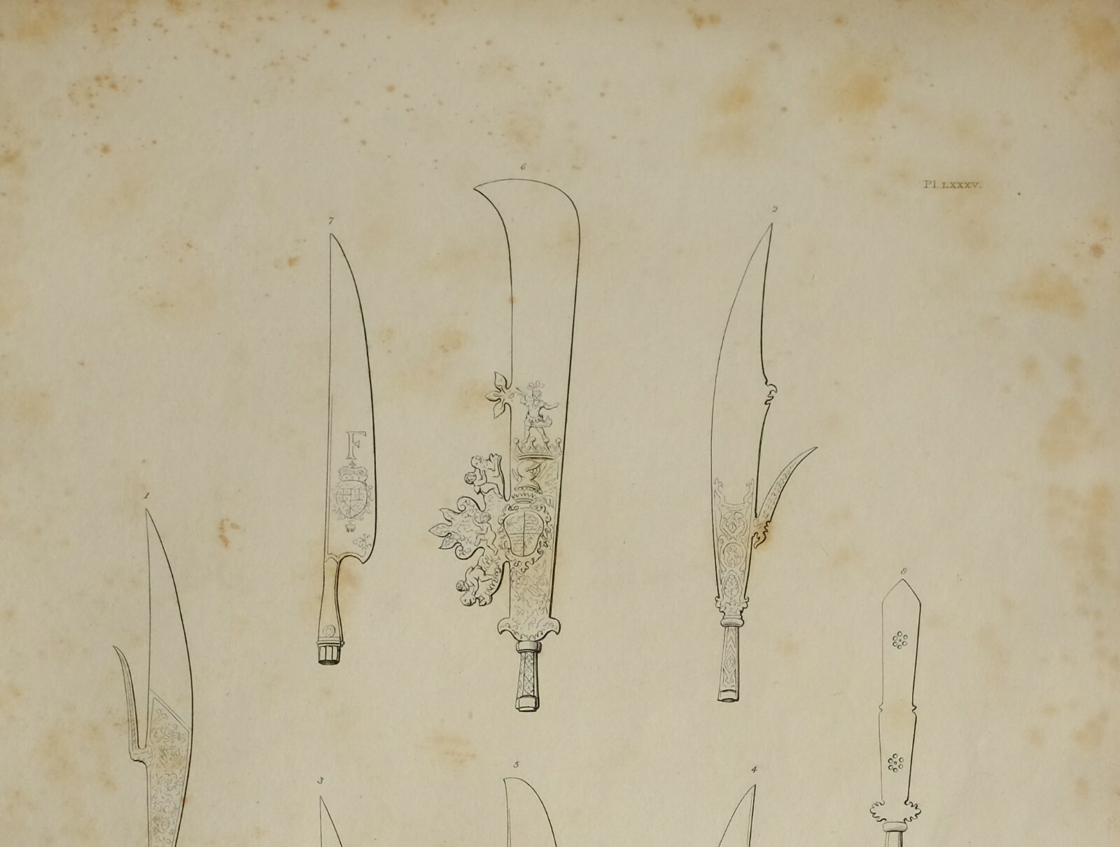 1830 ANTIQUE ARMS & ARMOUR PRINT GLAIVES AND A VOULGE WEAPONS | eBay UK