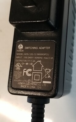 Honor Switching Adapter Model ADS-12G-12 09009GPCU 9V 1A | eBay
