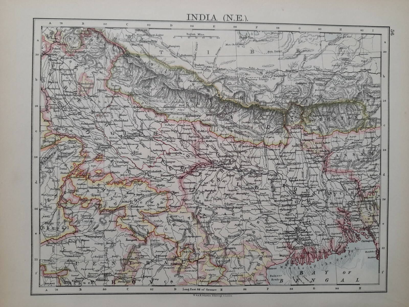 1902 MAP INDIA NORTH EAST - OUDH ASSAM BHUTAN NEPAL | eBay