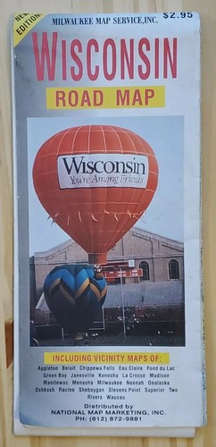 Road Map Wisconsin USA Major Cities Folding Paper | eBay