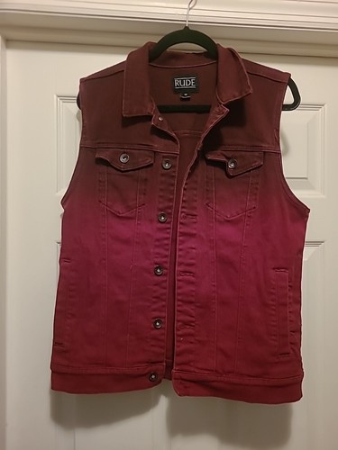 RUDE Red Burgundy Ombre Denim Jean Vest Size M | eBay