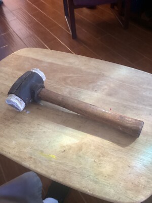 VINTAGE GARLAND SPLIT HEAD HAMMER MALLET RAW HIDE CAST IRON NO 3 SACO ...