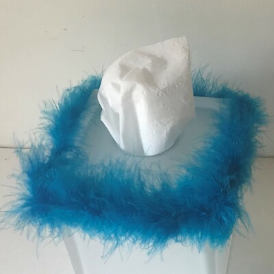 Glass Tissue Box Cover Blue Accented | eBay
