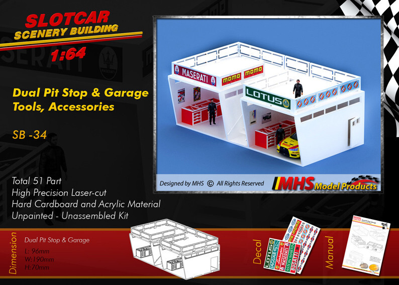 Slotcar Scenery Building 1:64 Dual Pit & Garage Work Bench, Tools Afx ...