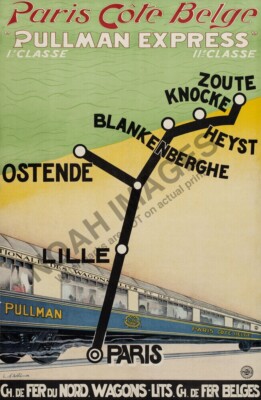 Paris Cote Belge Pullman Express vintage train travel poster 16x24 | eBay