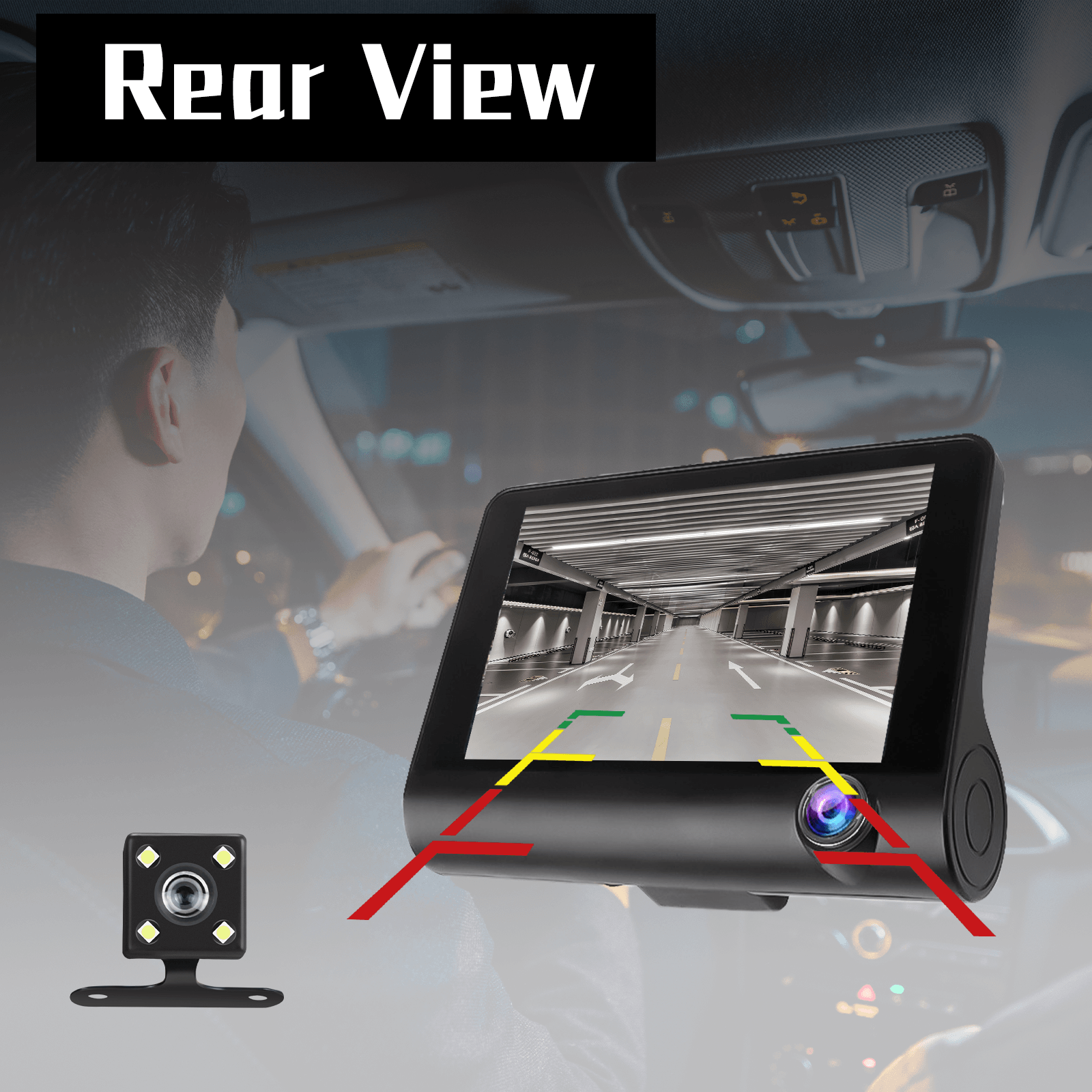 4" Touch Screen Dash Cam 1080P Dual Lens Car DVR Recorder Front and ...