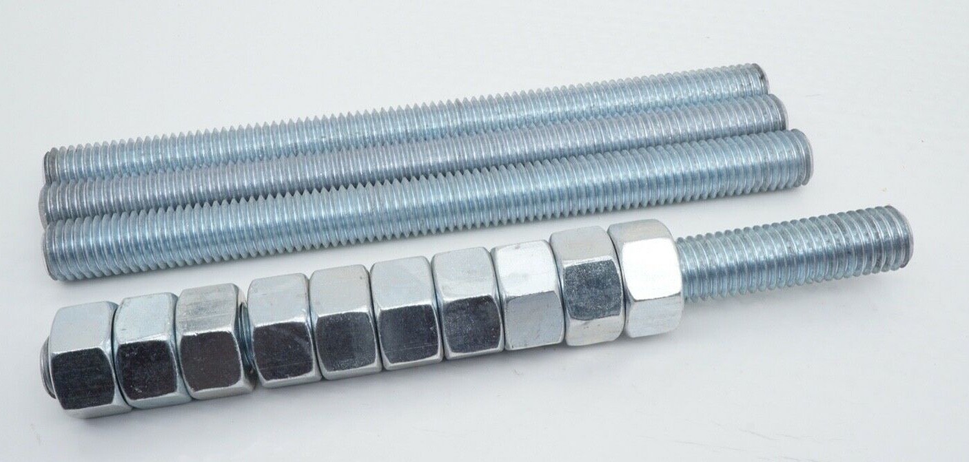 Lot of (4) 5/8-11 x 7-7/8" Threaded Rods and 10 Hex Nuts Hardware Lot ...