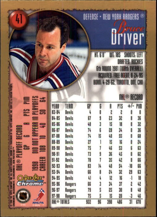 1998-99 O-Pee-Chee Chrome #41 Bruce Driver | eBay