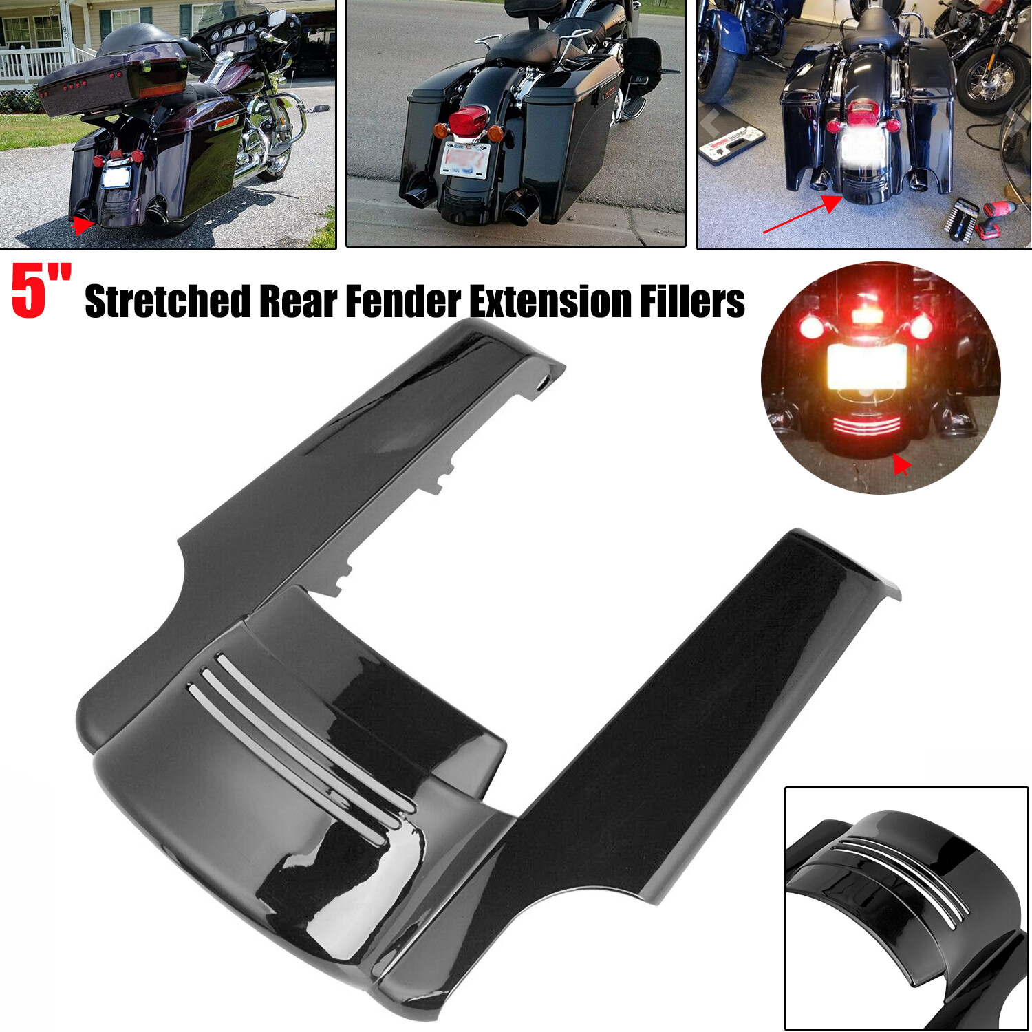 5'' Extended Rear Fender Extension Filler For Harley Road Street Glide ...