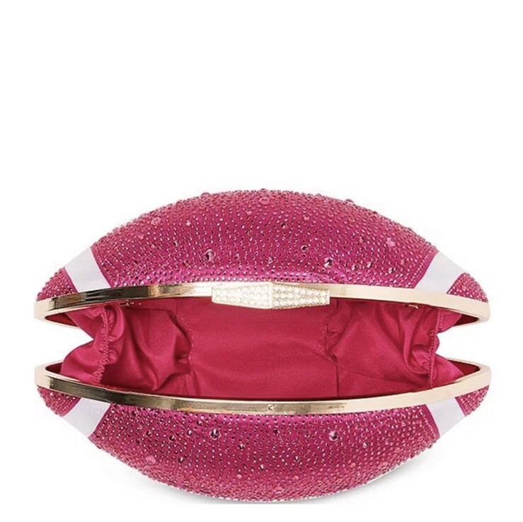Betsey Johnson Kitsch Pink Bling Football Clutch/Crossbody Nice End ...