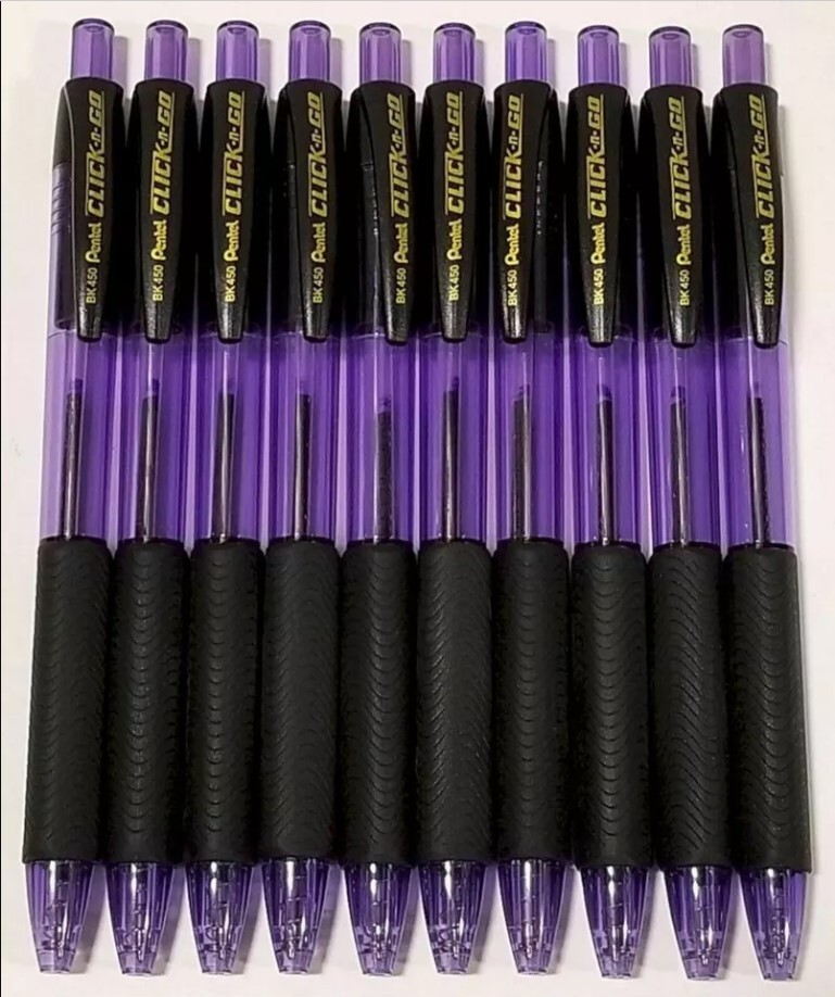 NEW 144-PCS Pentel VIOLET Purple Ink Barrel Click-N-Go Ballpoint Pen ...