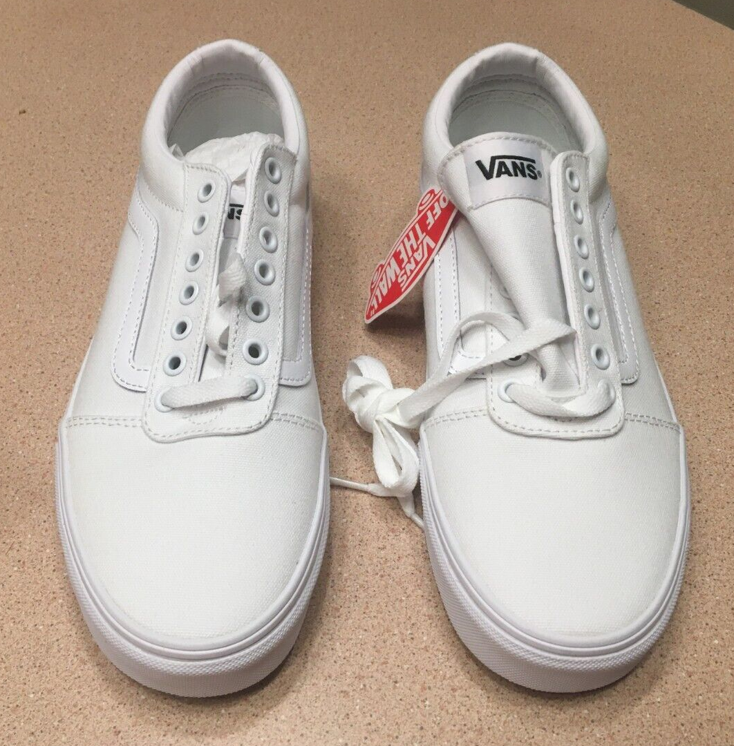 VANS "OFF THE WALL" MENS CANVAS LACE UP SNEAKERS SHOES WHITE SIZE 9 M ...
