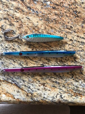 SALE! Set of (3) Top Shelf Japanese Long Fall Jigs 130,150 & 200 gram ...