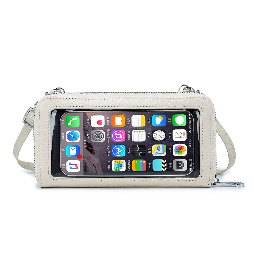 Women Small Crossbody Bag Touch Screen Cell Phone Wallet Cowhide ...