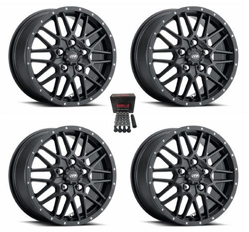 ITP Hurricane Wheels Matte Black 15" Polaris RZR Turbo R & Pro R Ranger ...