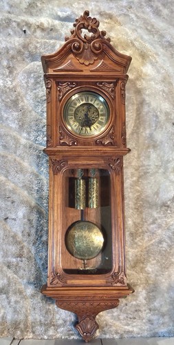 Antique Gustav Becker Germany Striking Vienna Wall Clock, 2 Carved ...