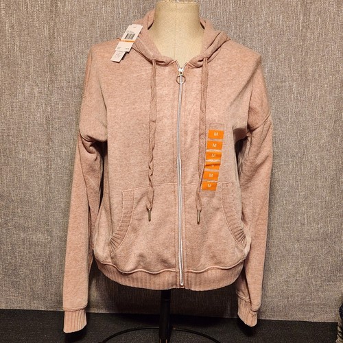 2LV New Pink Zip Up Hoodie Kangaroo Vintage Wash Color Woodrose Soft ...