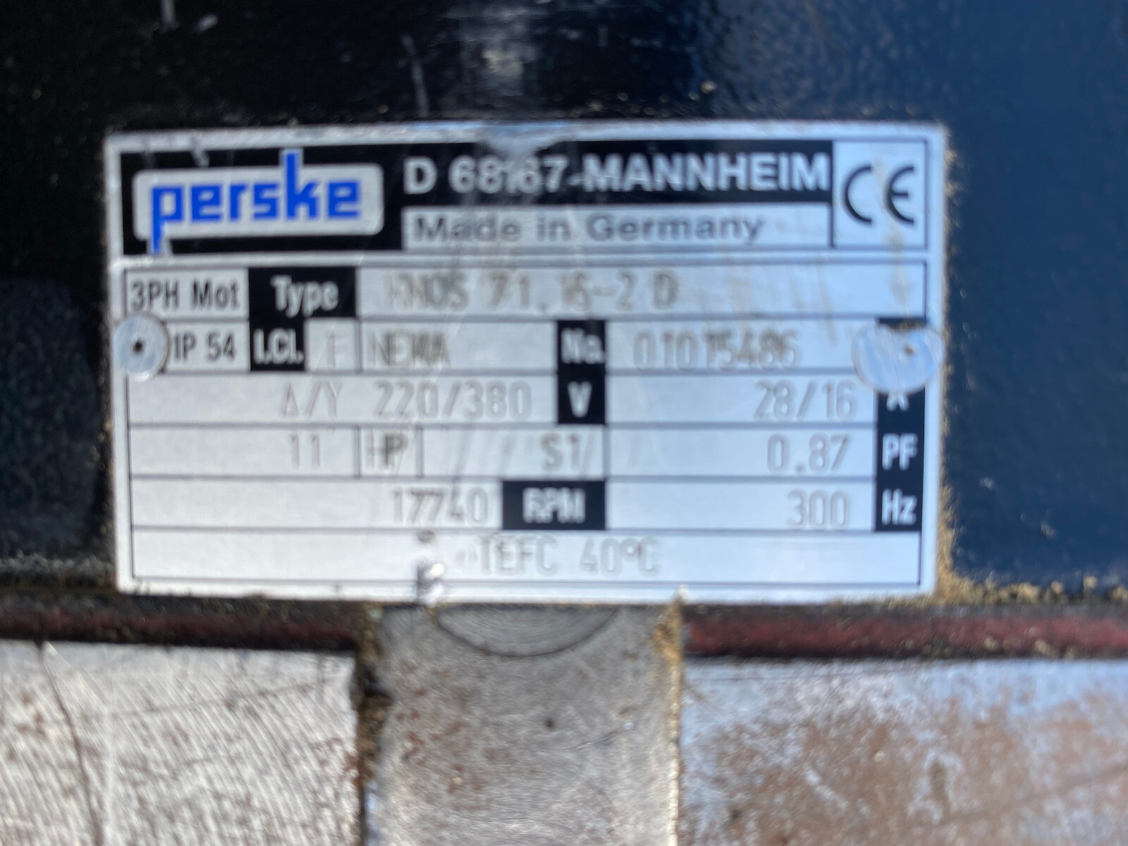 PERSKE SPINDLE ROUTER MOTOR KNOS 71.16-2 D 2D 11hp 17740 RPM 01015486 ...