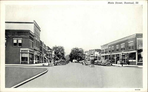 Rantoul Illinois IL Main Street Scene Classic 1940s Cars Vintage ...