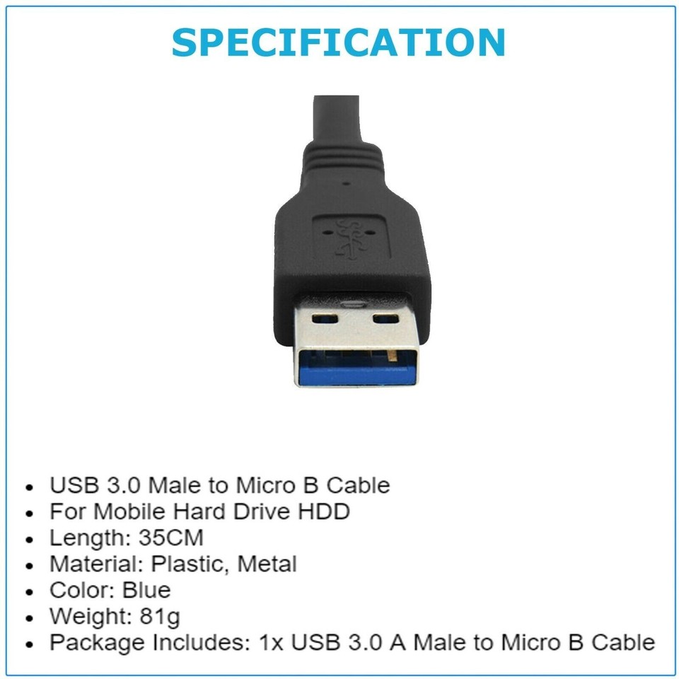 USB 3.0 Cable Cord For Western Digital WD My Book External Hard Disk ...