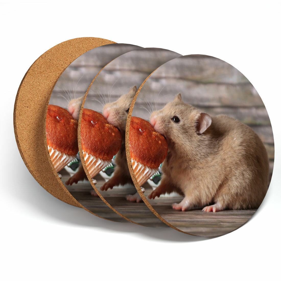 4 Set - Funny Fluffy Hamster Mouse Coasters - Kitchen Drinks Coaster ...