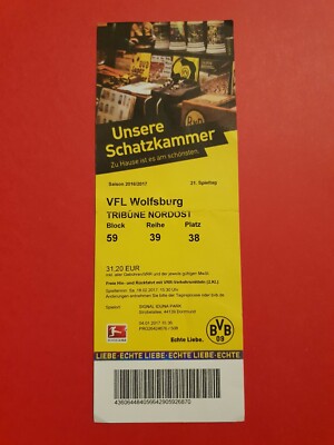 Used Ticket Bundesliga 2016/17 BVB Borussia Dortmund vs VfL Wolfsburg ...