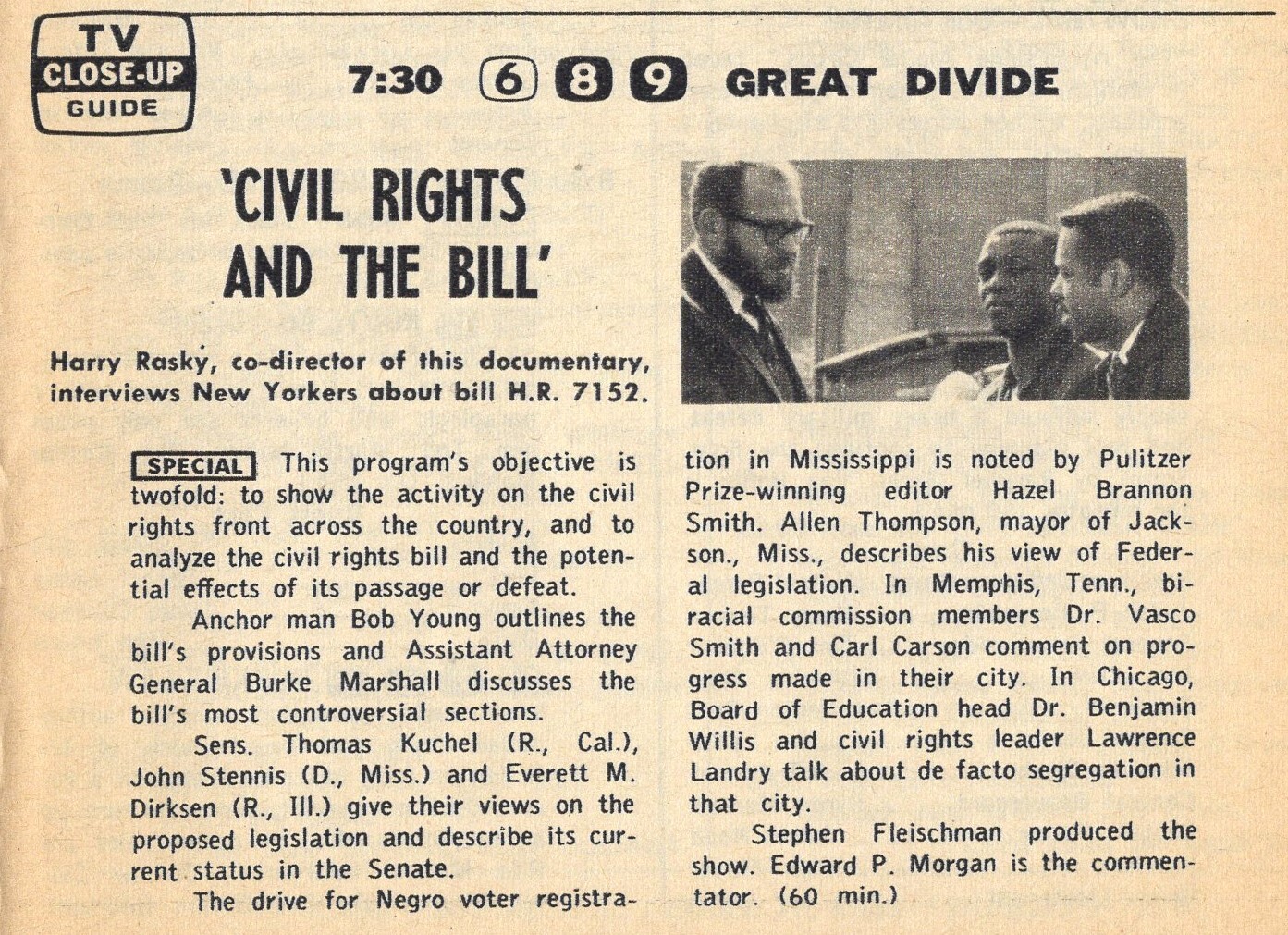 1964 TV AD CIVIL RIGHTS BILL H.R. 7152 HARRY RASKY INTERVIEWS NEW YORK ...
