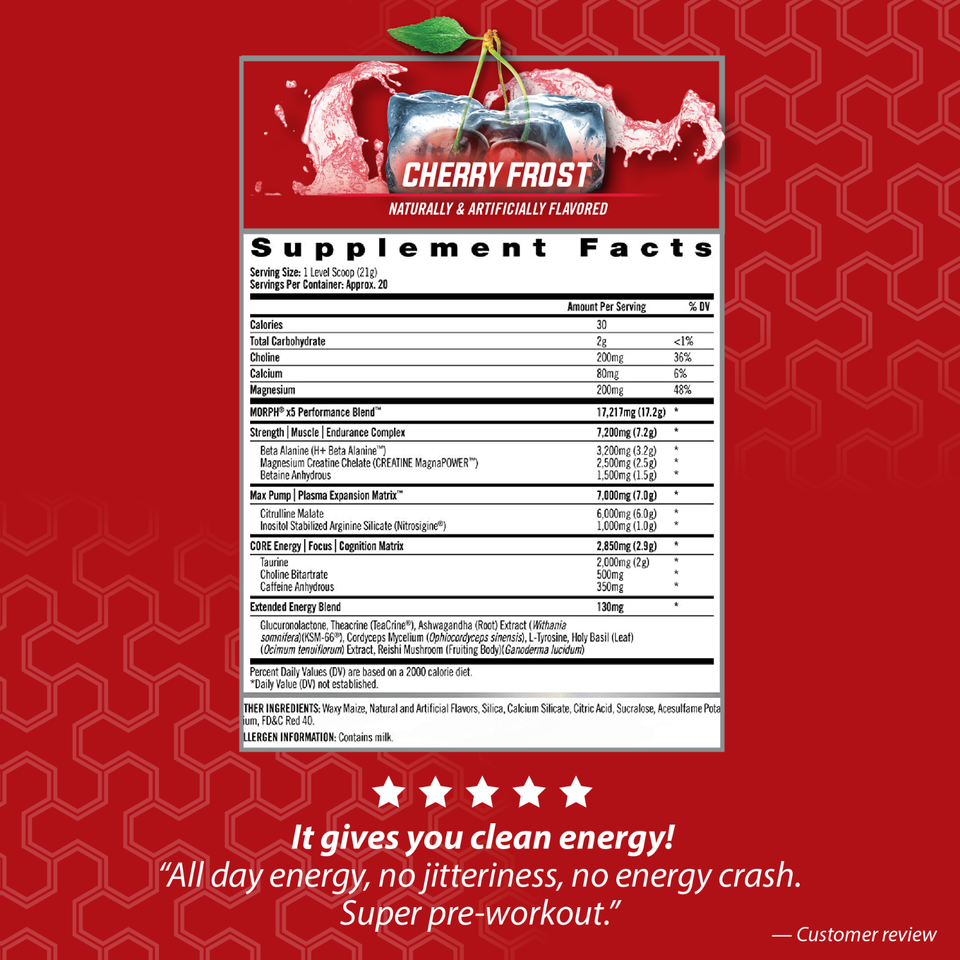 MORPH X5 Intense Pre Workout- Fully Loaded for Performance- Cherry ...