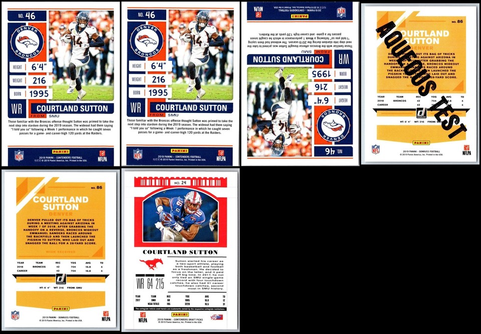 2019 Courtland Sutton (6) Card Lot - GOING, GOING… ALMOST GONE! DON’T ...