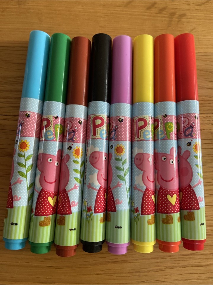 8 Washable Pens, Peppa Pig, Chunky Felt Tips (Red has run out) in ...