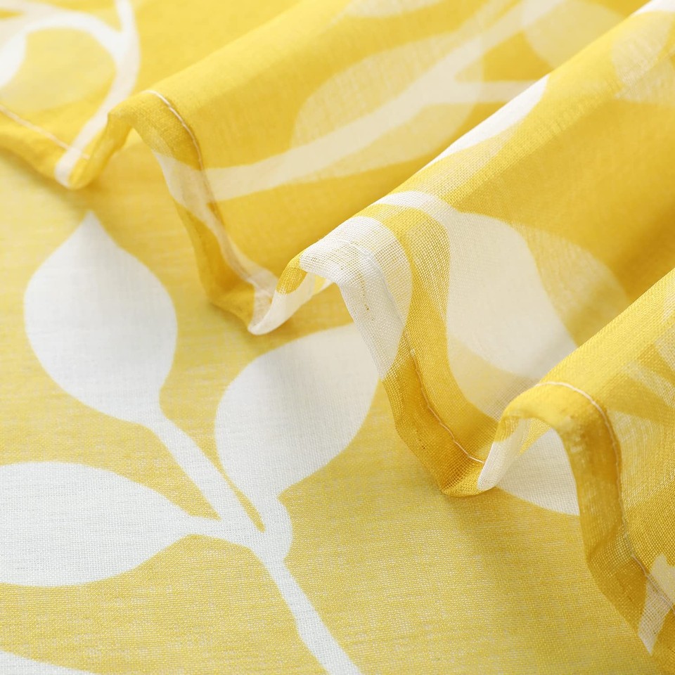 Yellow Sheer Pattern Curtains for Living Room 84 Inches Long,Spring ...