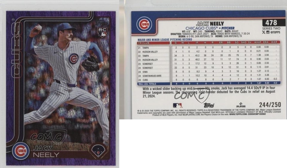 2025 Topps Series 2 Purple Holo Foil 244/250 Jack Neely #478 pe8 | eBay