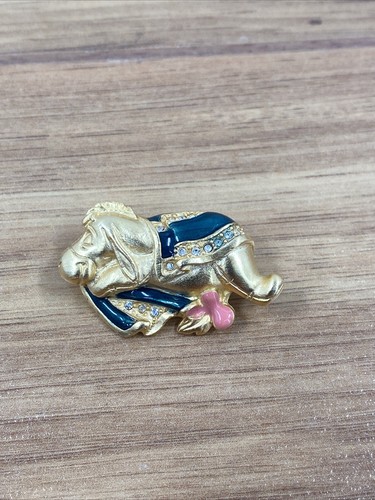 VTG Disney Winnie the Pooh Eeyore Pin Brooch Enamel Gold Tone with ...