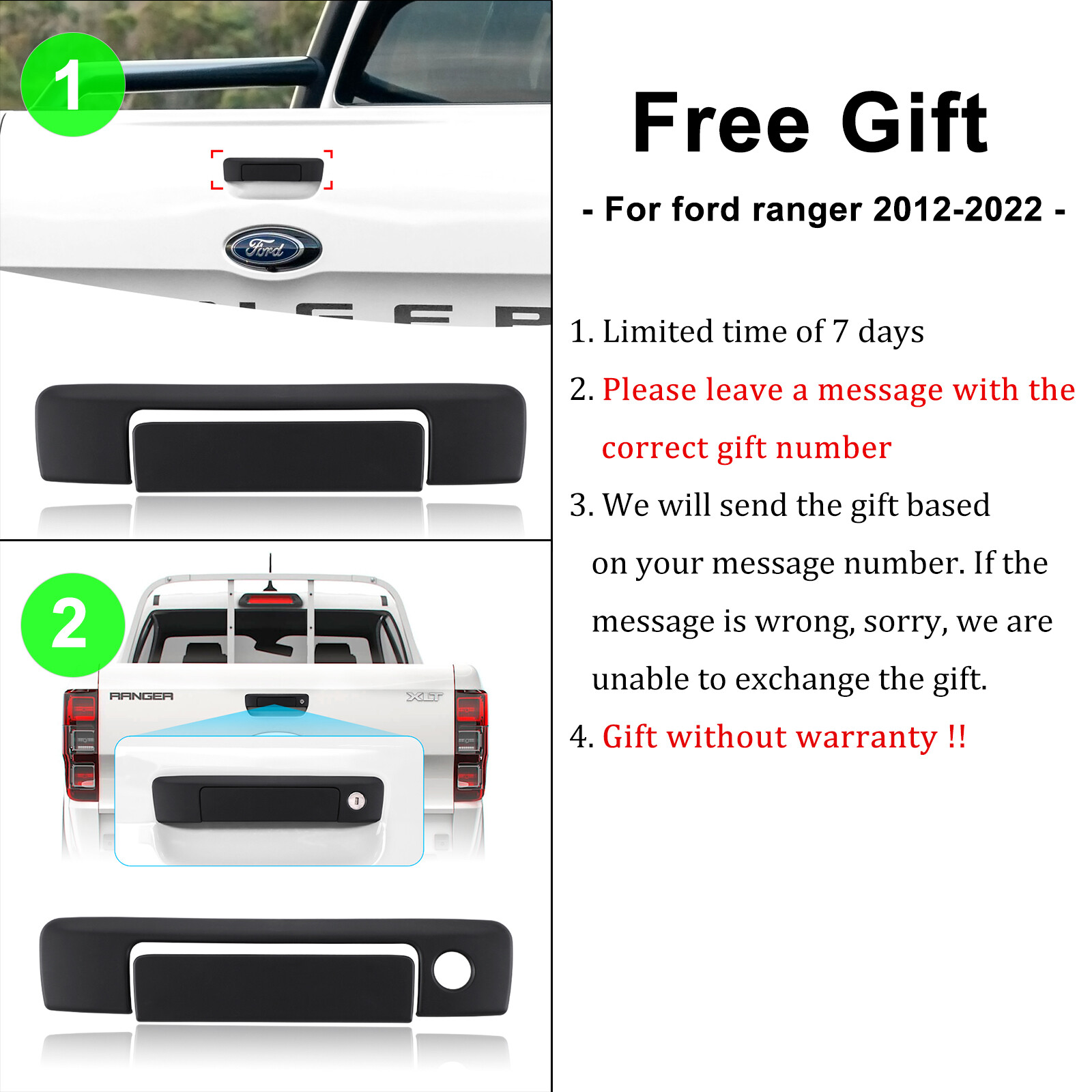 Tailgate Cover for Ford Ranger 2012-2023 Wildtrak Stormtrak Bed Rail ...